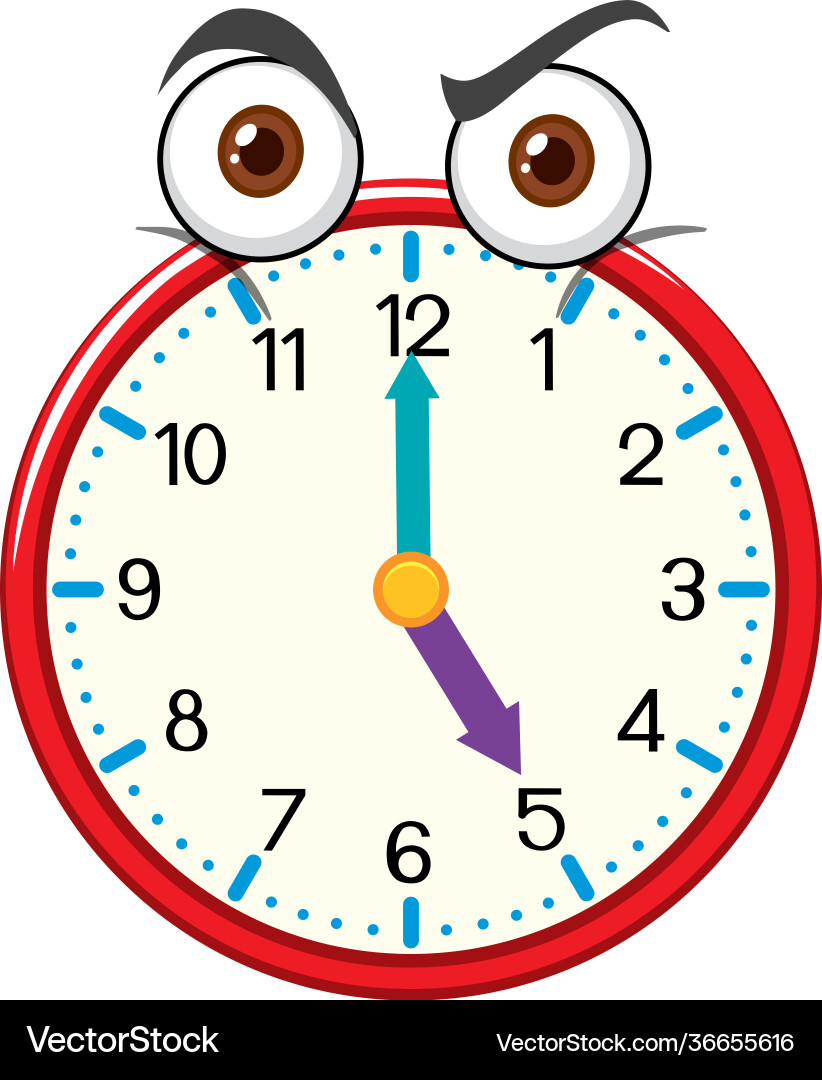 Clock cartoon character with facial expression Vector Image