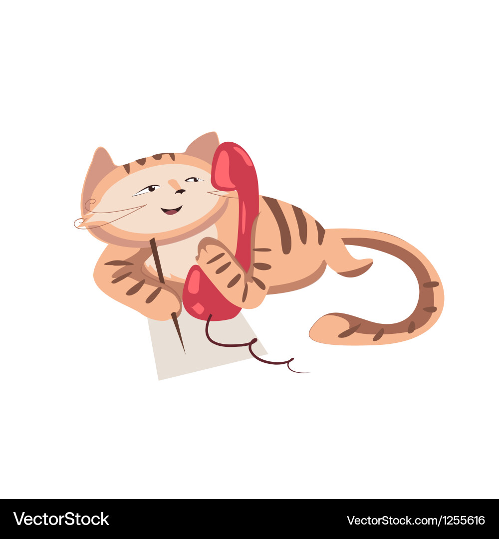 Cute Cat Holding Phone Royalty Free Vector Image