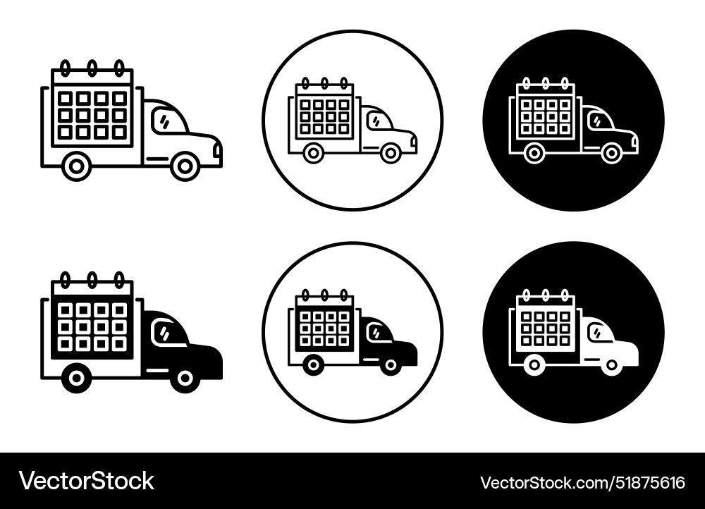 Delivery schedule icon outline flat Royalty Free Vector