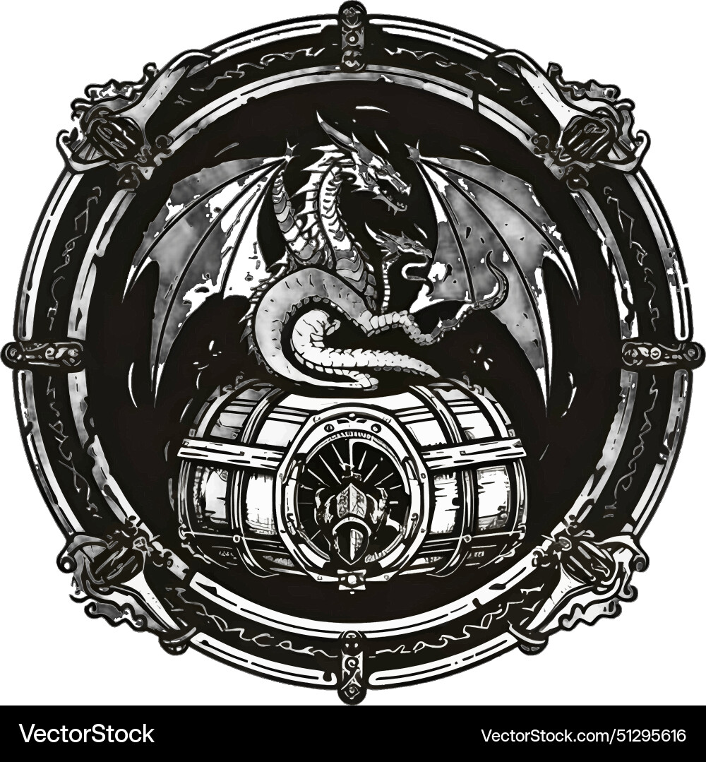 Dragon black and white logo image Royalty Free Vector Image