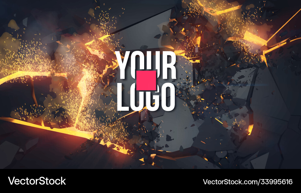 Explosion and flying debris fire sparks template Vector Image