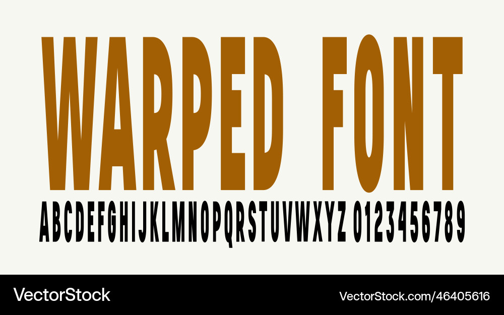 Extra condensed warped sans serif font Royalty Free Vector