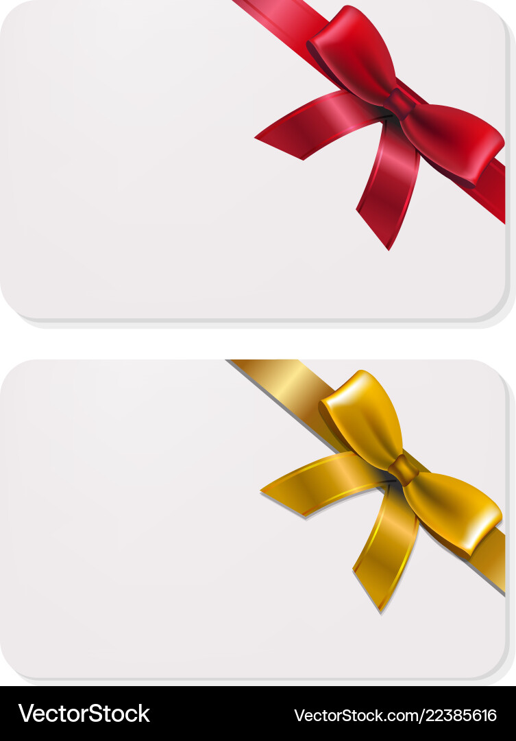 Gift card with bows Royalty Free Vector Image - VectorStock