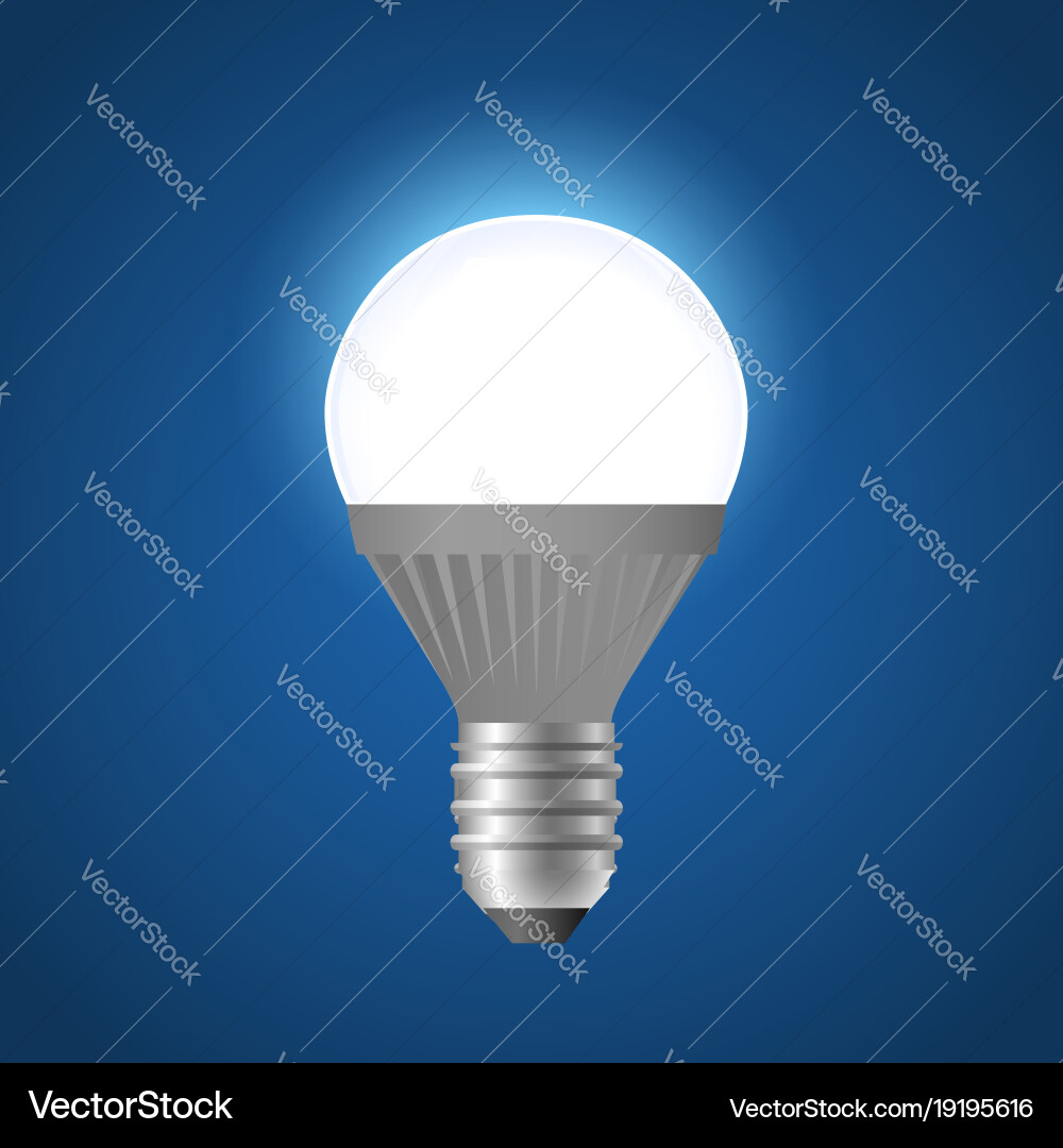 Glowing led light bulb - modern realistic Vector Image