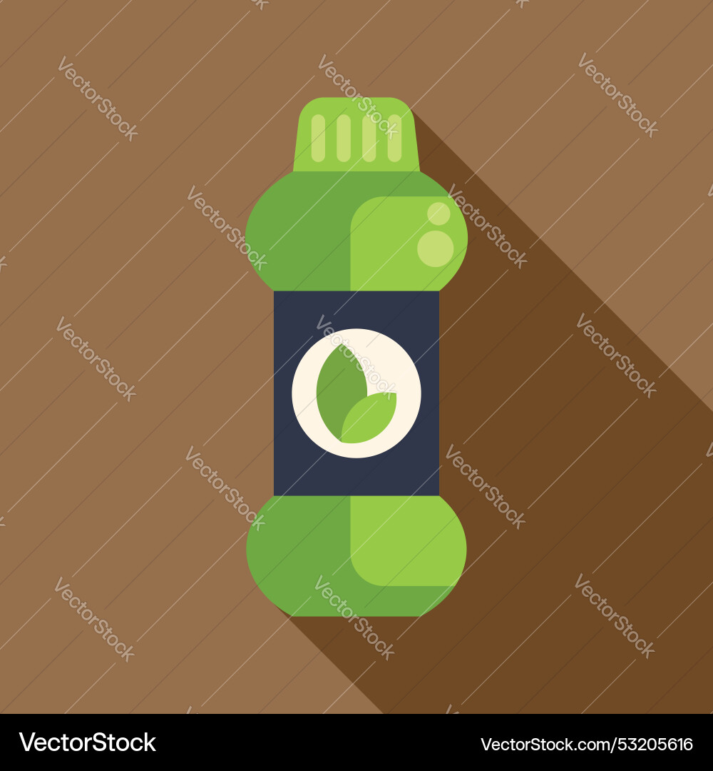 Green plastic bottle with leaf logo promoting bio Vector Image