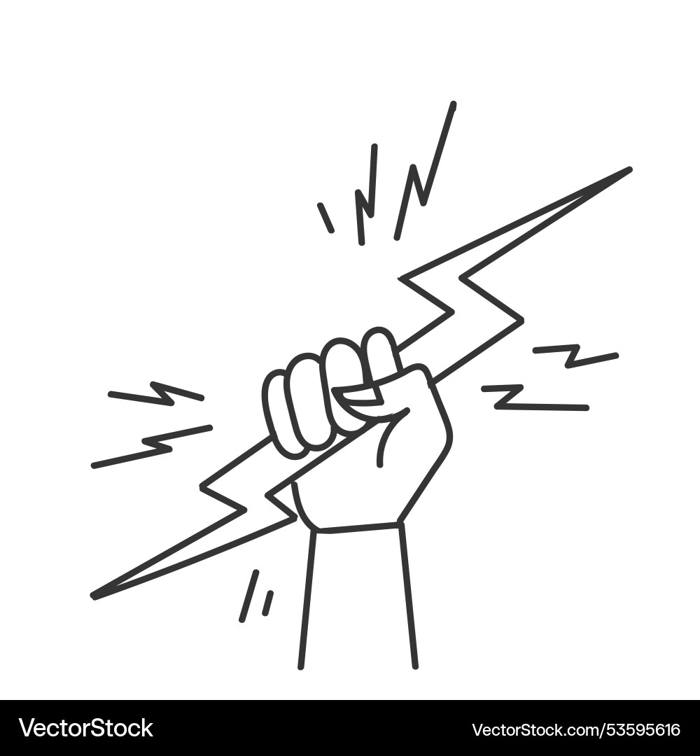 Hand drawn doodle holding powerful electric Vector Image