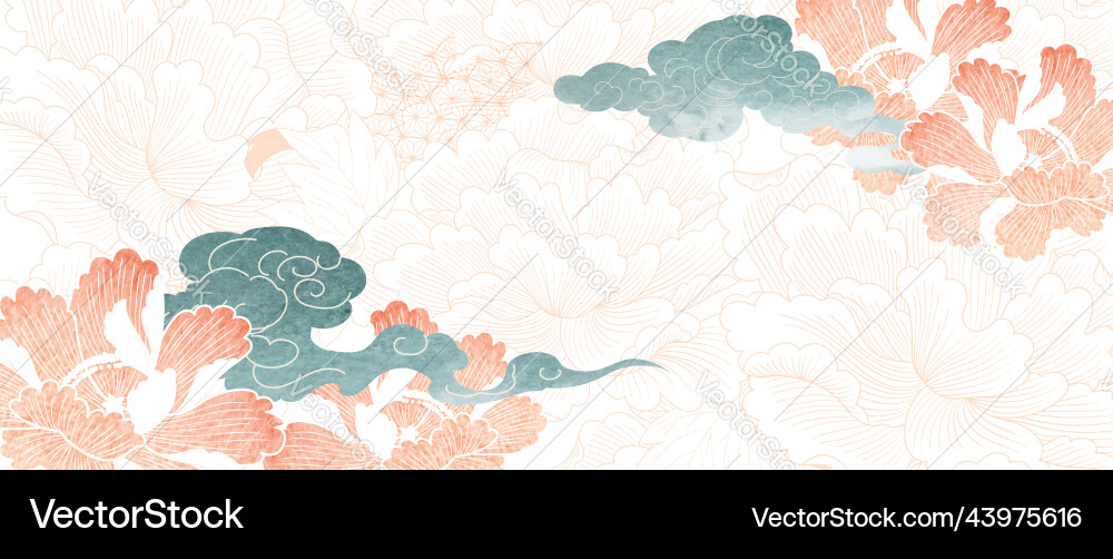 Japanese background with watercolor texture Vector Image