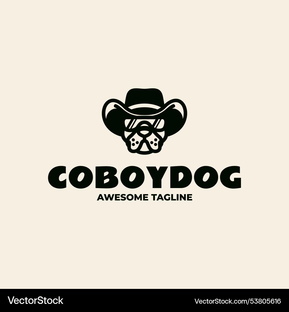 Logo coboy dog simple mascot style Royalty Free Vector Image