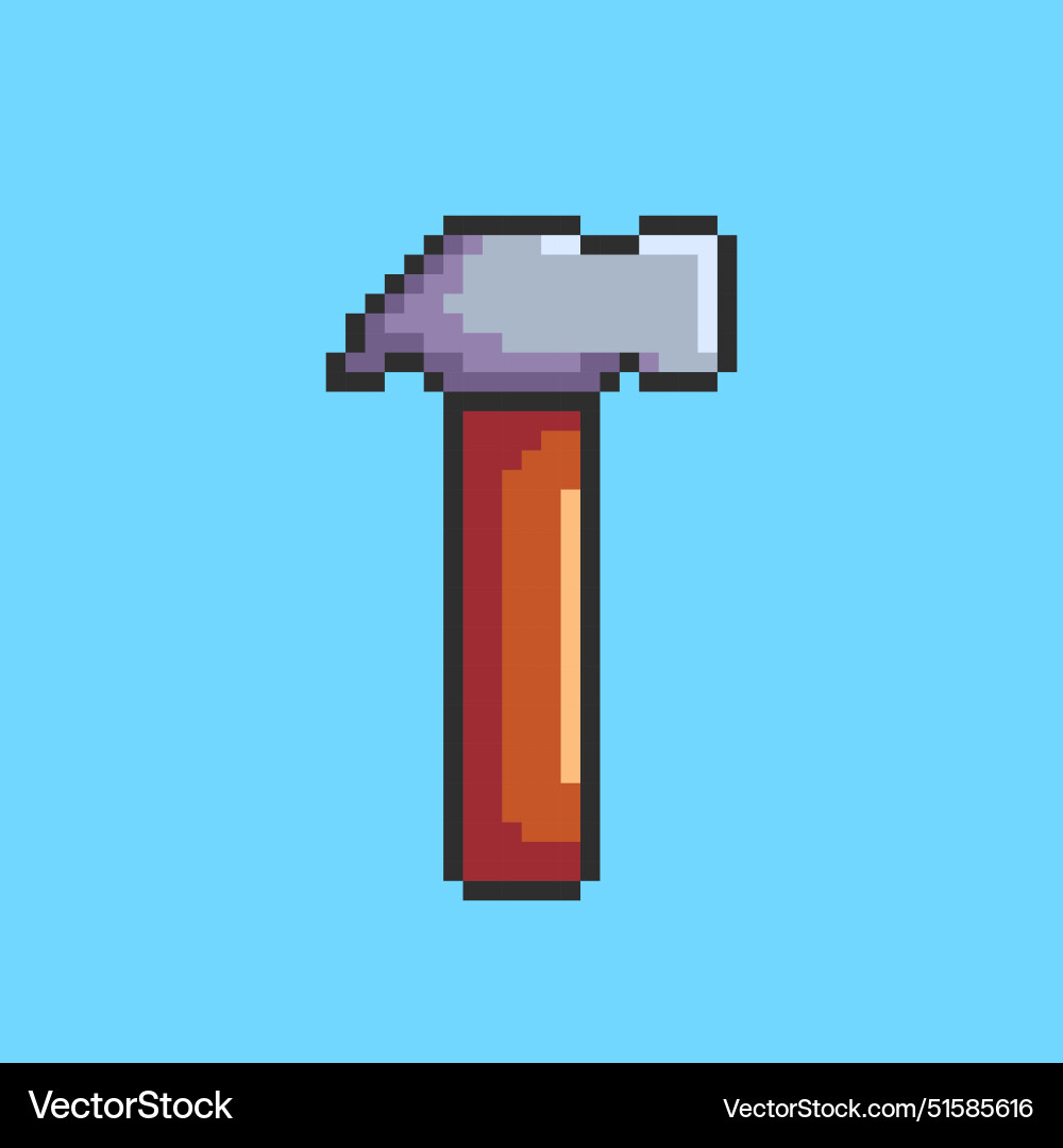 Pixel art style hammer design Royalty Free Vector Image