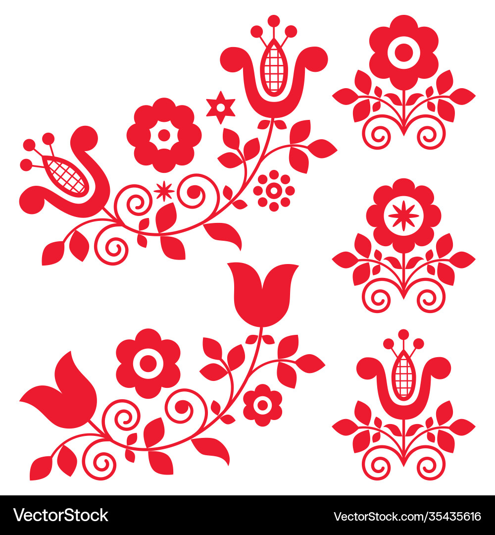 Retro polish folk art design elements Royalty Free Vector