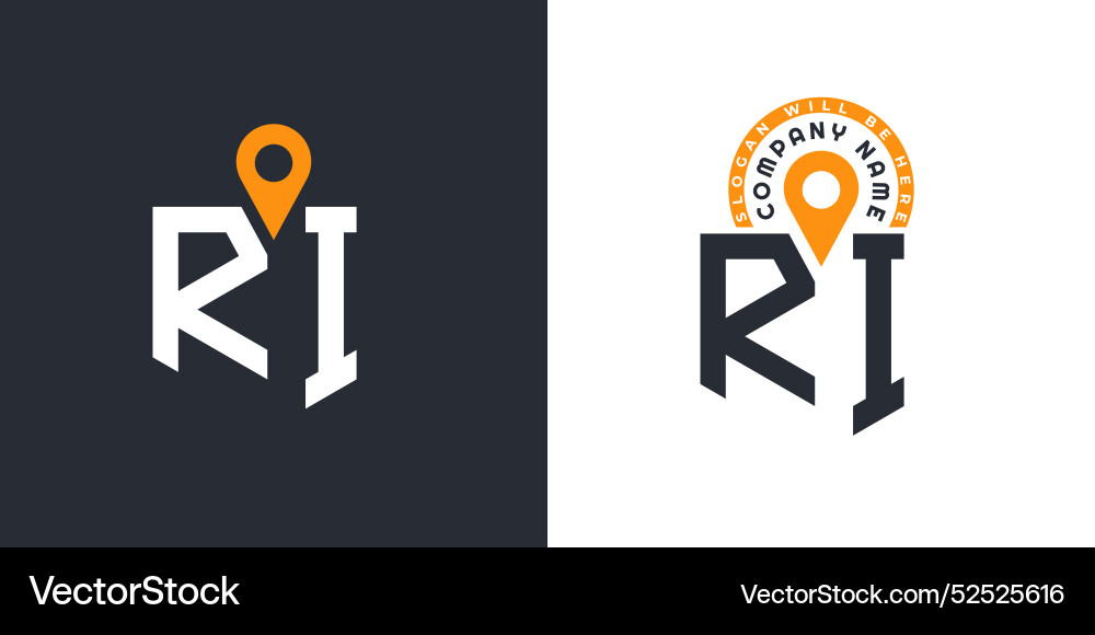 Ri location logo bundle letter dual icons Vector Image