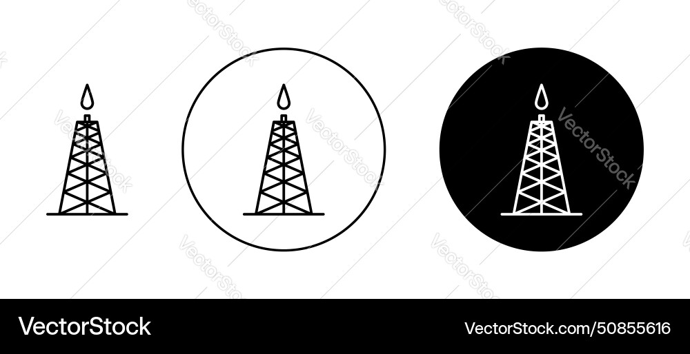Shale gas rig icon set natural extraction Vector Image