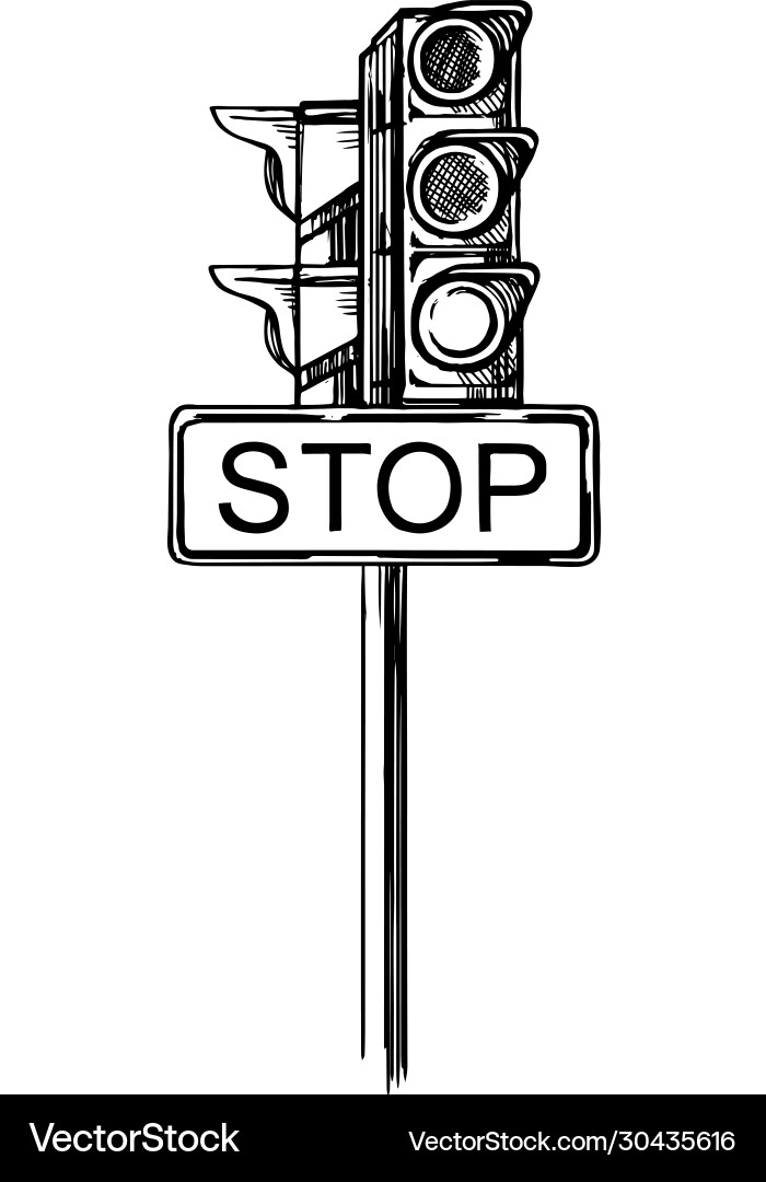 Traffic light with signs Royalty Free Vector Image