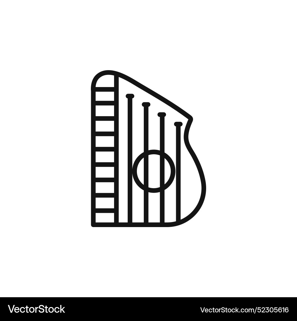 Zither icon outline collection in black and on Vector Image