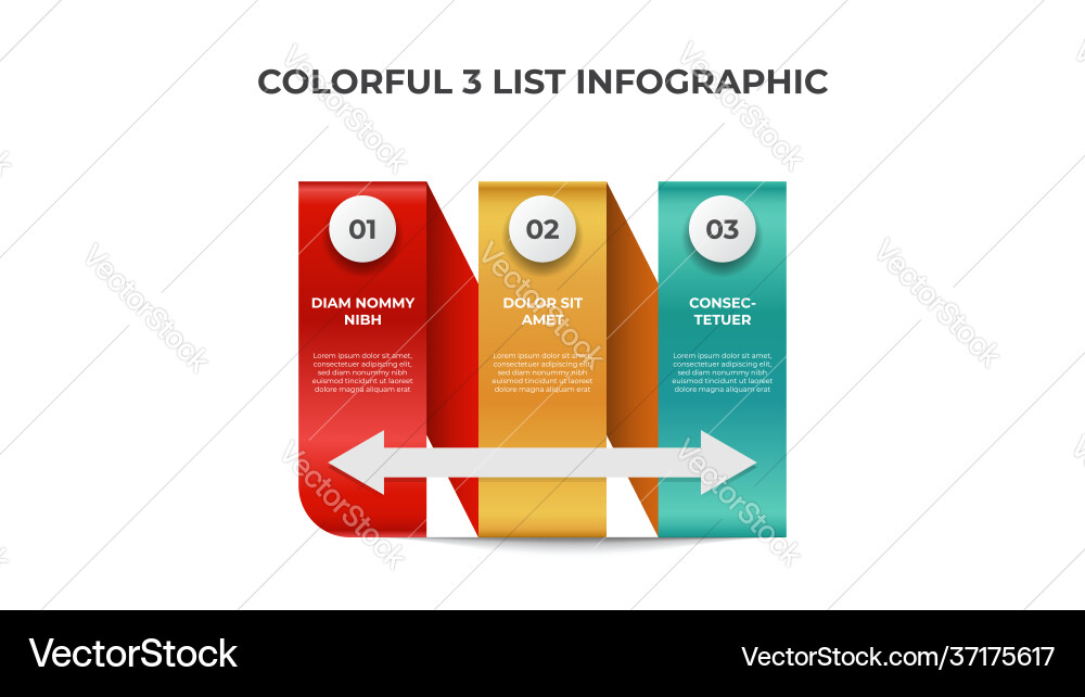 Continuous list diagram with 3 points infographic Vector Image
