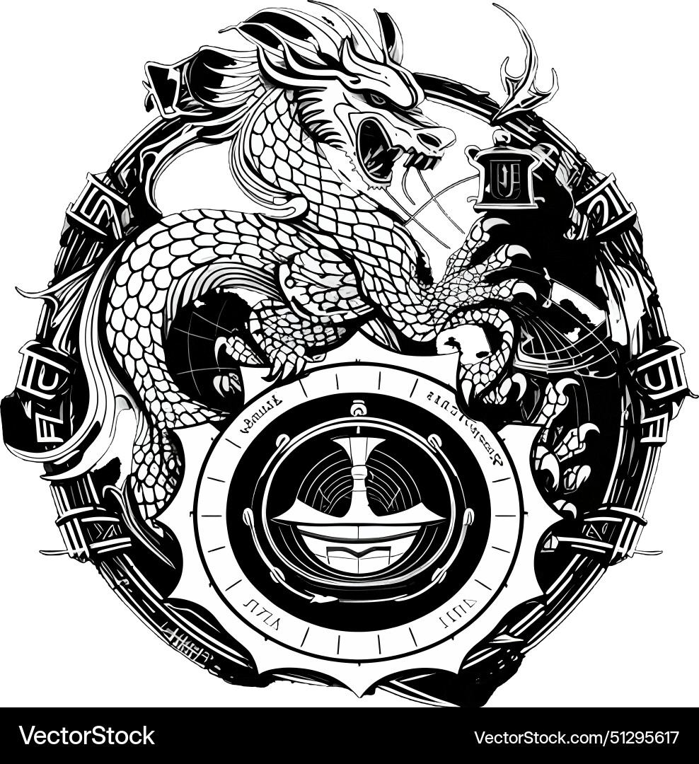 Dragon black and white logo image Royalty Free Vector Image
