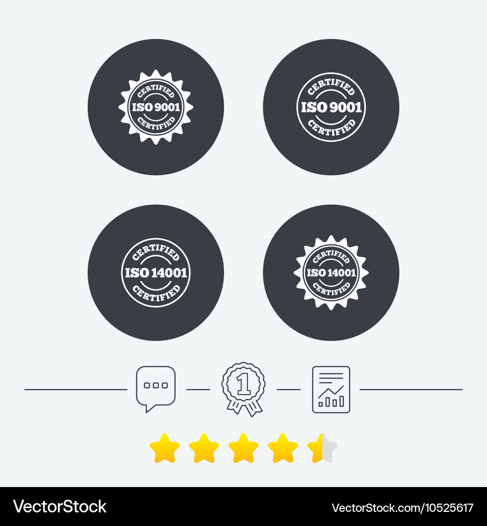 Iso 9001 and 14001 certified icon certification Vector Image
