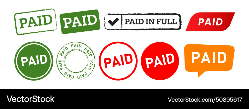 Paid rectangle circle stamp and speech bubble Vector Image