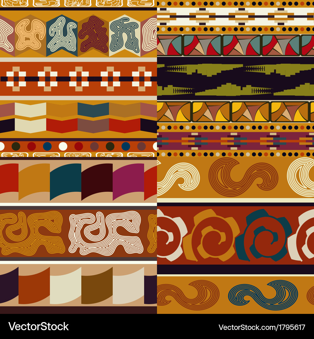 Set graphic seamless ethnic textures Royalty Free Vector