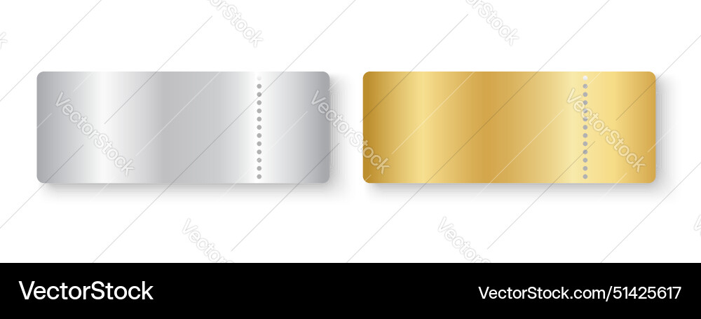 Silver and gold empty tickets mockups raffle win Vector Image
