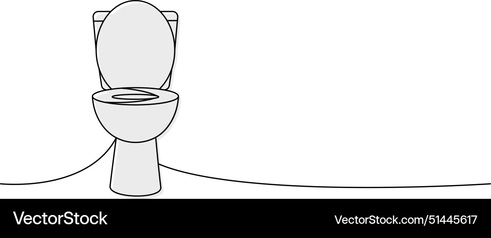 Toilet bowl one line colored continuous drawing Vector Image