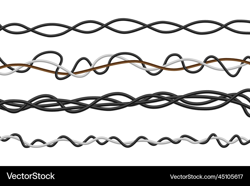 Wire line flexible cable border 3d electric rope Vector Image