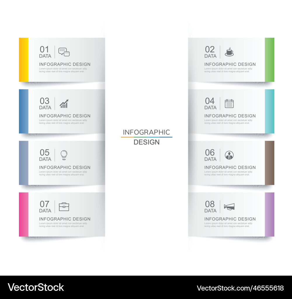 8 data infographics tab paper index template Vector Image