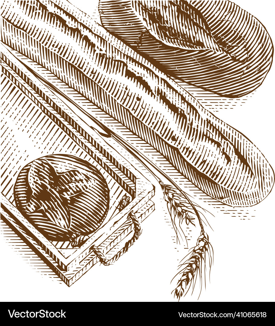 Bread composition hand drawing sketch engraving Vector Image