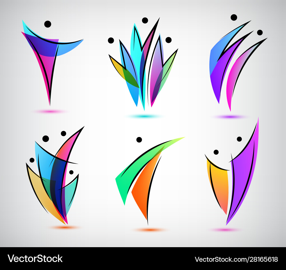 Dynamic People Group Icons Royalty Free Vector Image