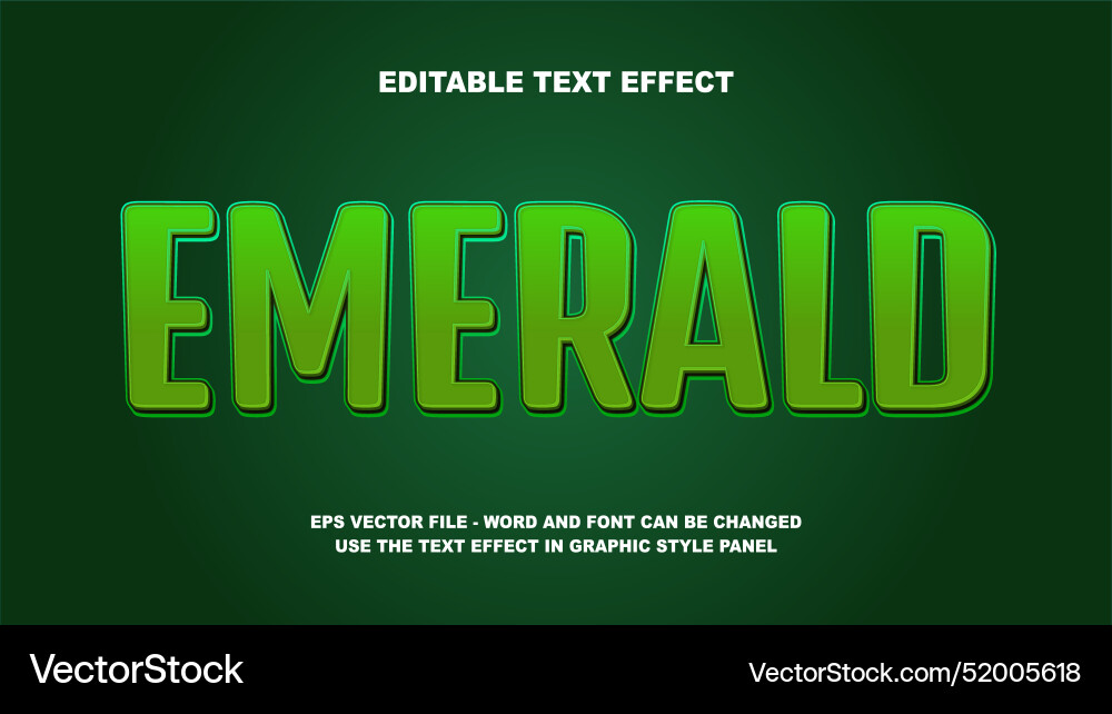 Editable text effect emerald 3d template Vector Image