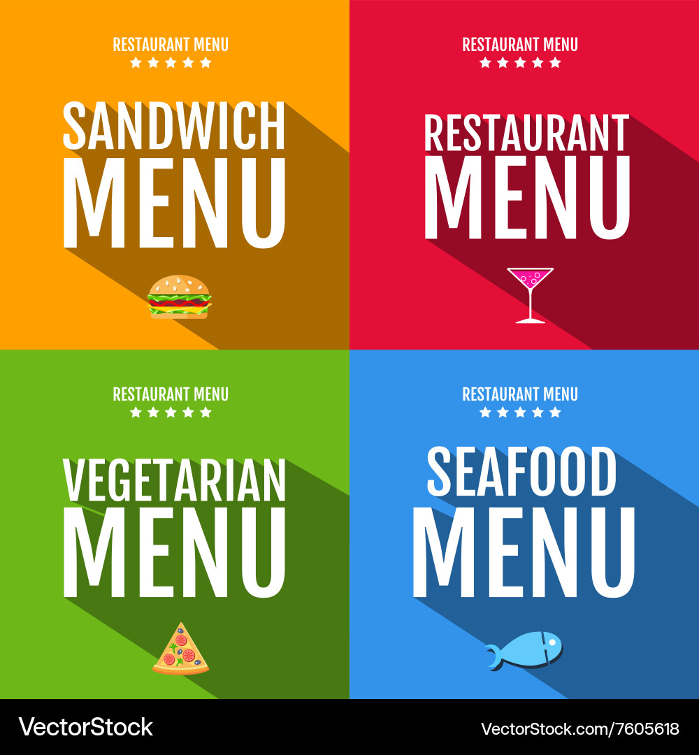 Flat restaurant menu typography design Royalty Free Vector
