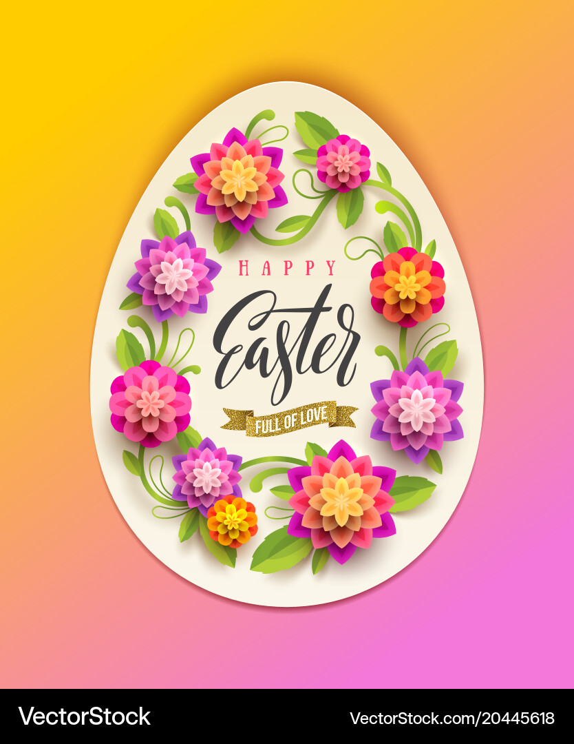 Floral Easter Card with Calligraphy Royalty Free Vector