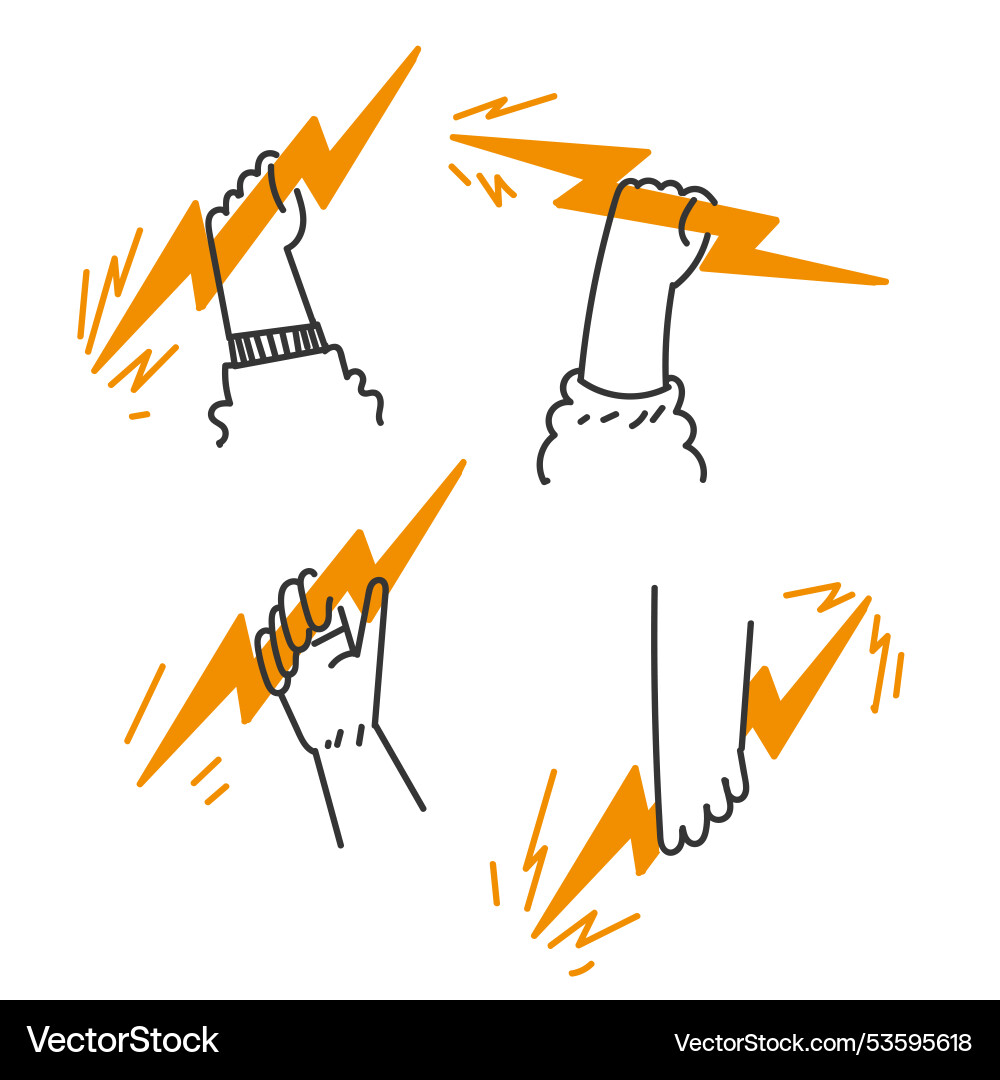 Hand drawn doodle holding powerful electric Vector Image