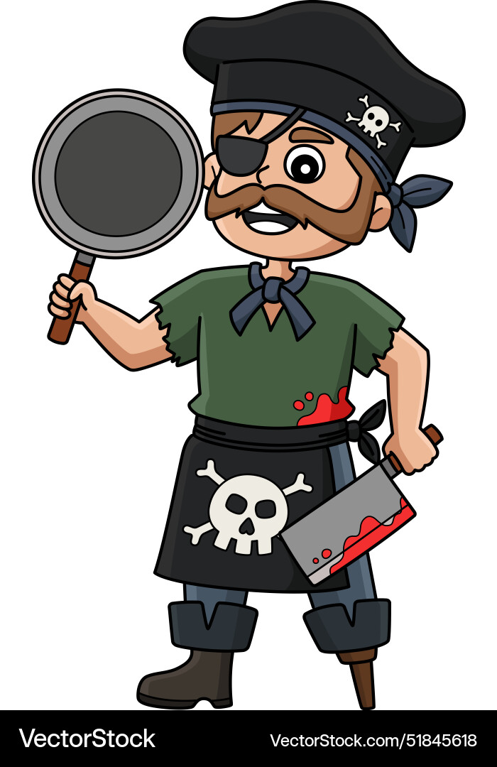 Pirate cook cartoon colored clipart Royalty Free Vector