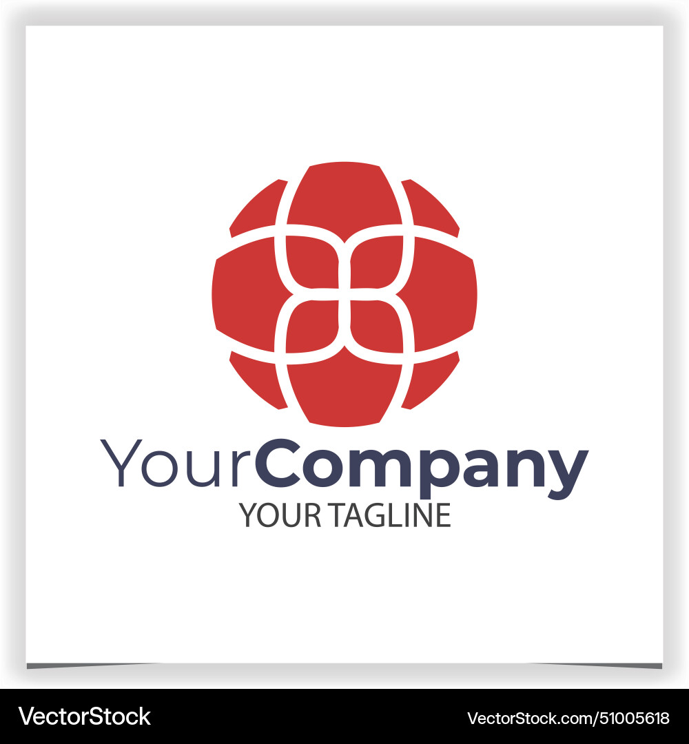 Red circular logo with flower design template Vector Image