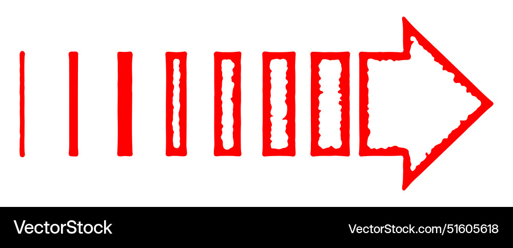 Red rightward arrow with striped pattern Vector Image