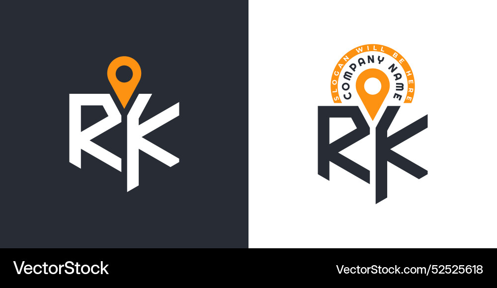 Rk location logo bundle letter dual icons Vector Image