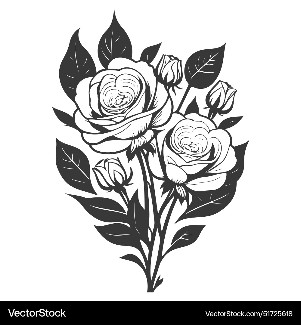 Roses flower valentine grey Royalty Free Vector Image