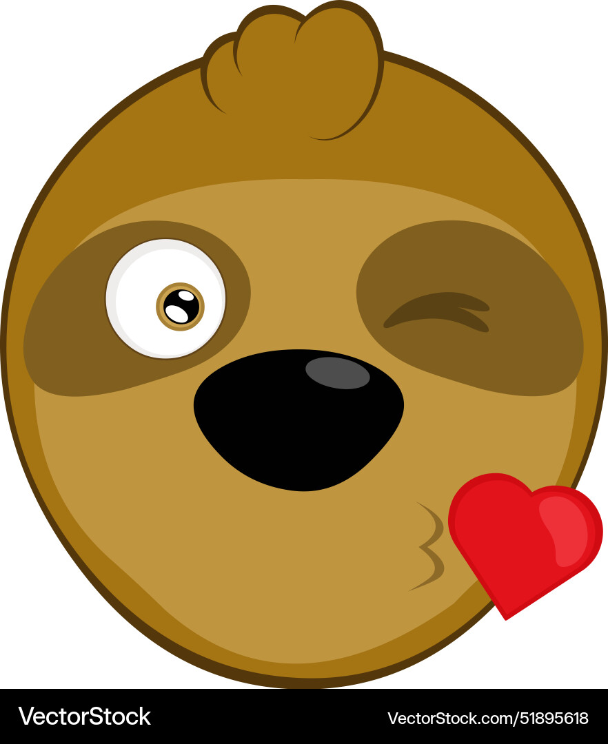 Sloth head kiss heart Royalty Free Vector Image