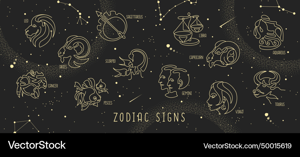 Astrology background with zodiac constellations Vector Image