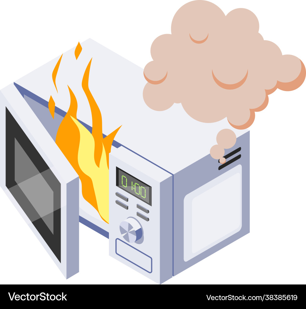 Burning microwave Royalty Free Vector Image - VectorStock
