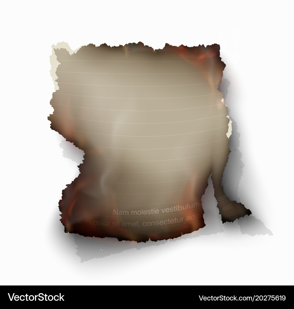 Burning templates torn paper with fire and text Vector Image