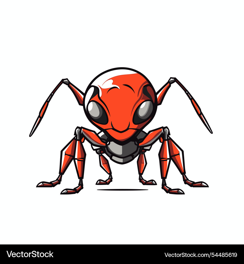 Cartoon-style bright red ant character Royalty Free Vector