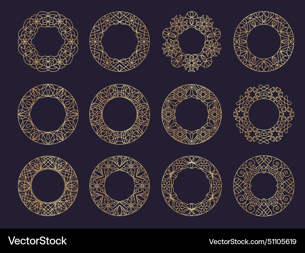 Decorative circle frames royal design empty forms Vector Image