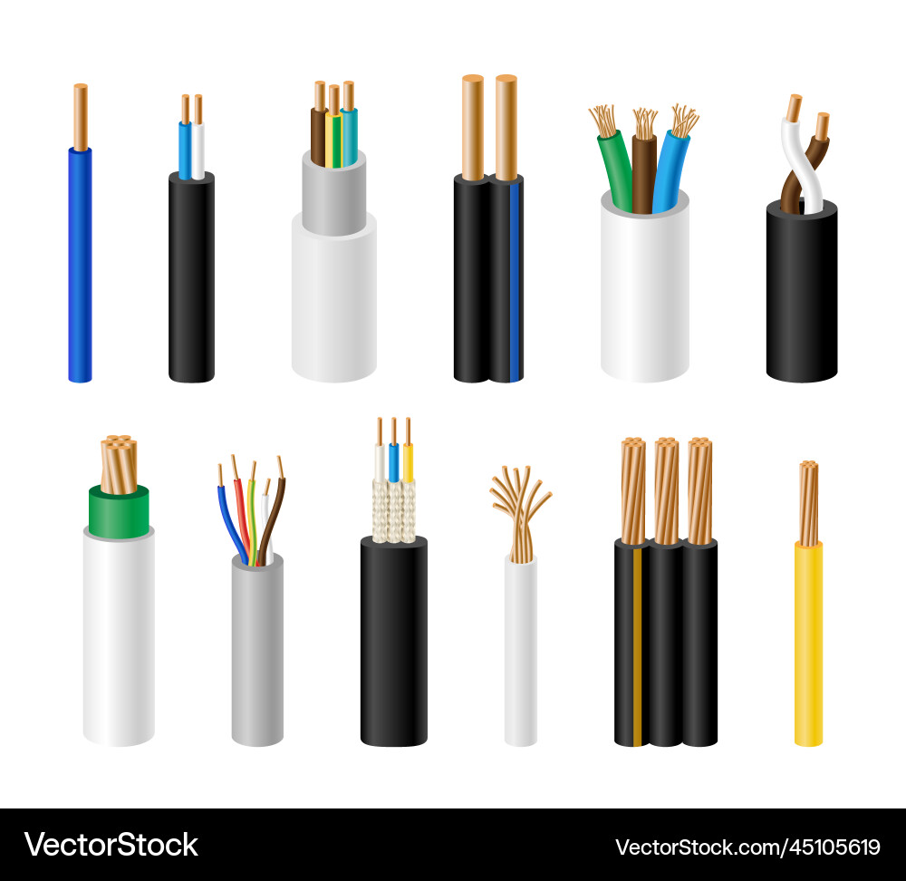 Electric short wires circuit cable with rubber Vector Image