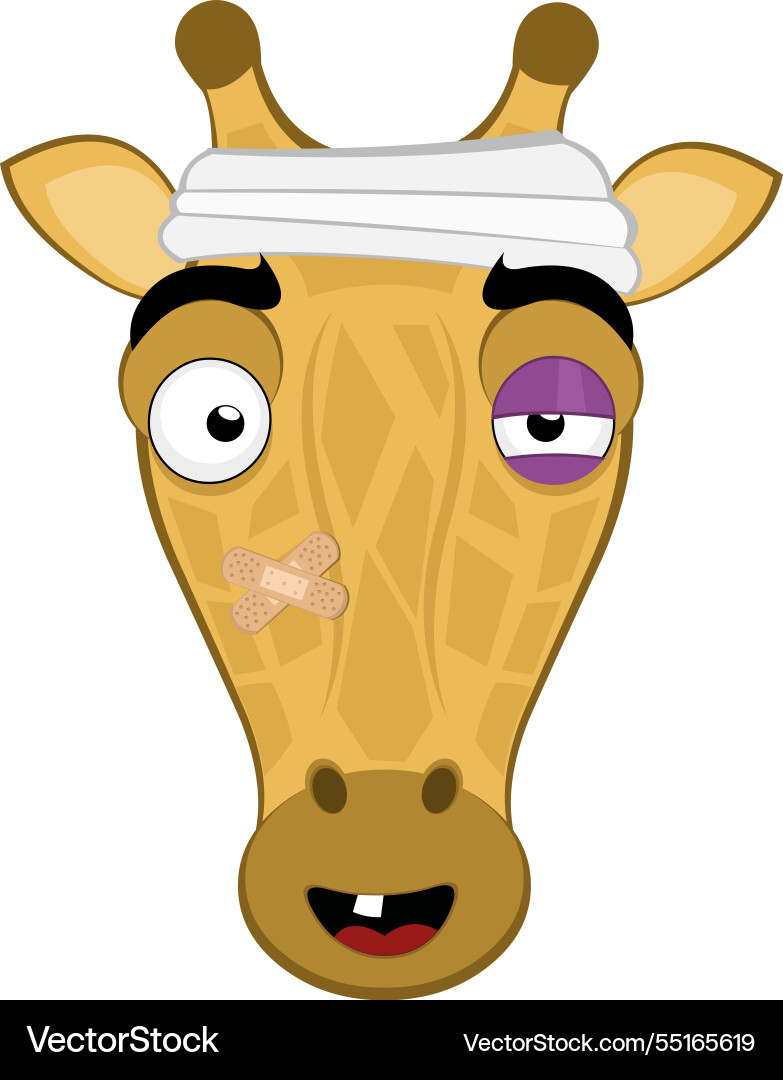 Giraffe injury black eye Royalty Free Vector Image