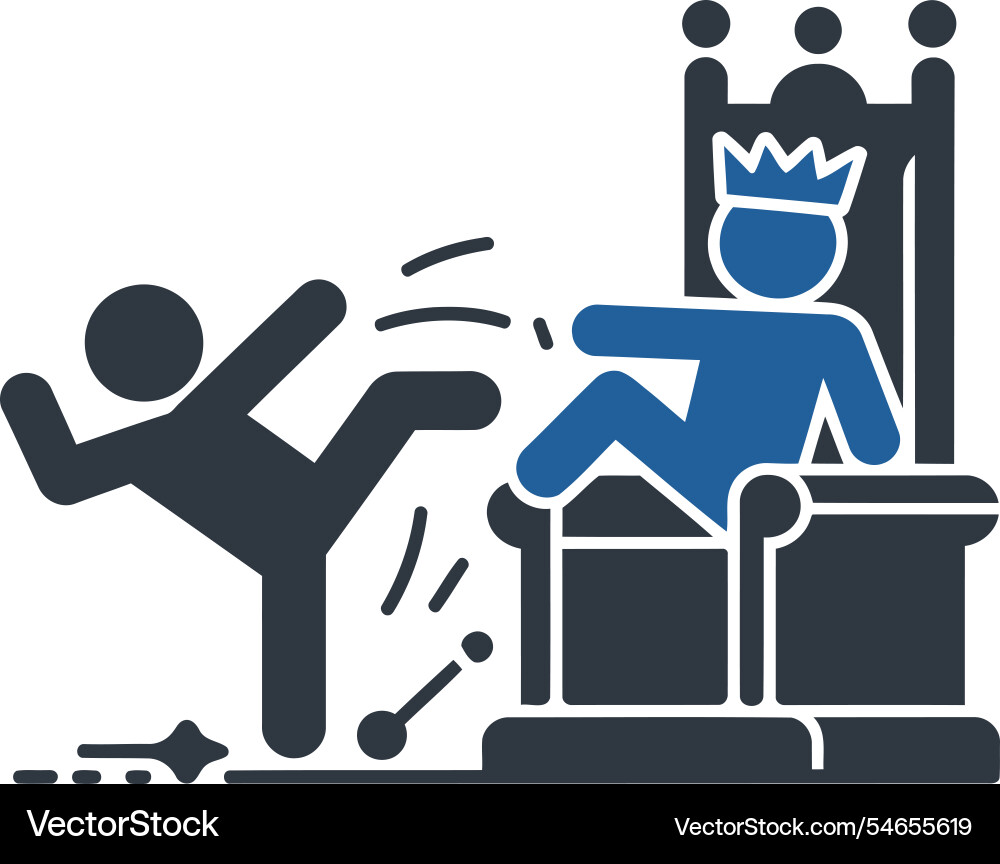King fighting back on throne icon Royalty Free Vector Image