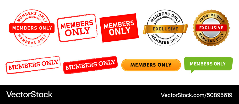Members only stamp seal badge and speech bubble Vector Image