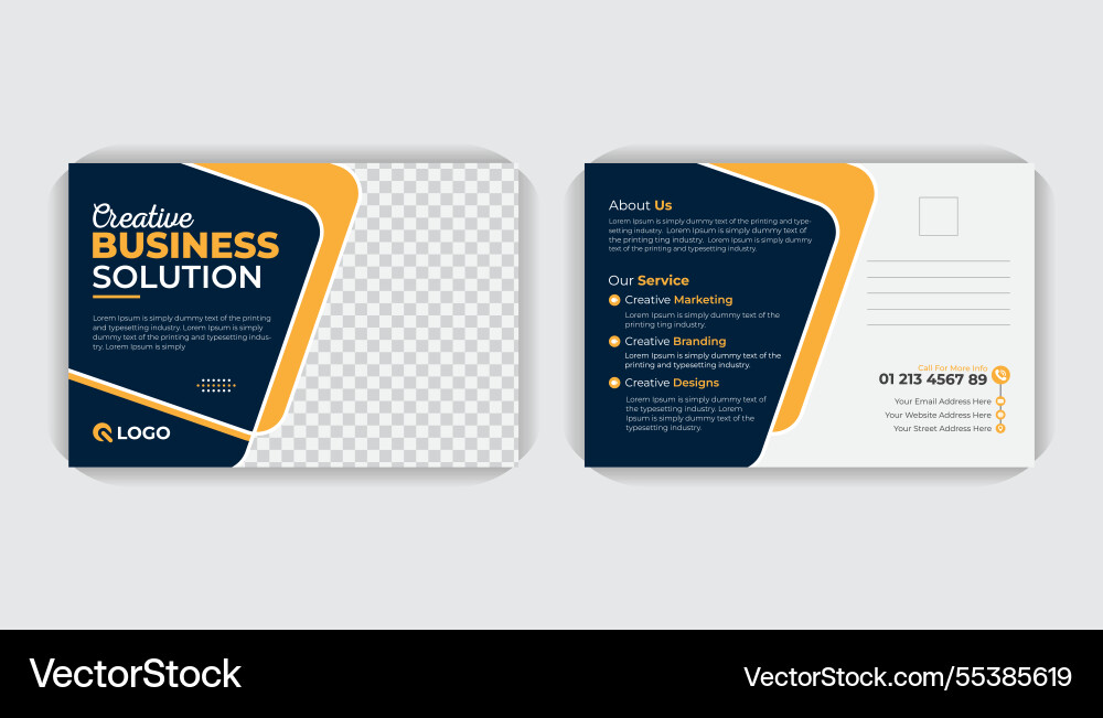 Modern and corporate style double sided postcard Vector Image