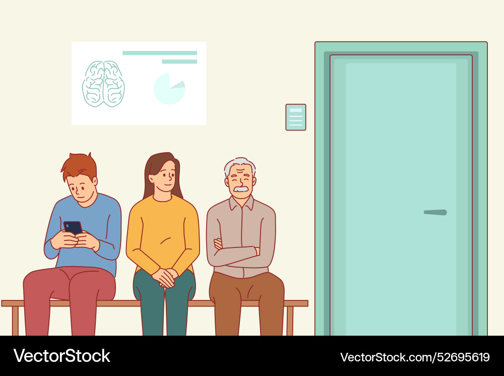 Queue at doctor office people sitting waiting Vector Image